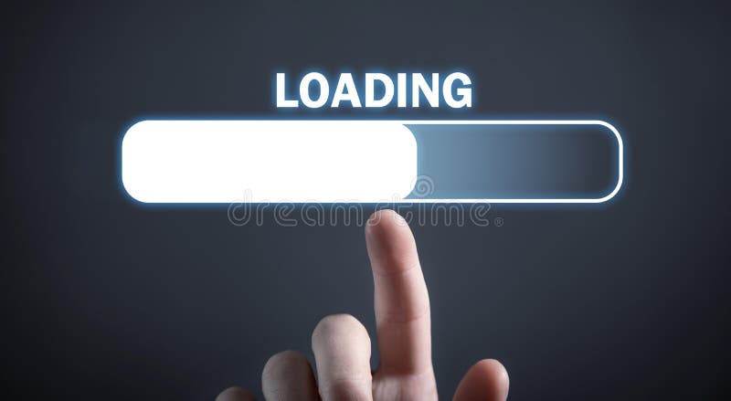 Male Hand Touching in Loading Bar Stock Photo - Image of time, symbol ...