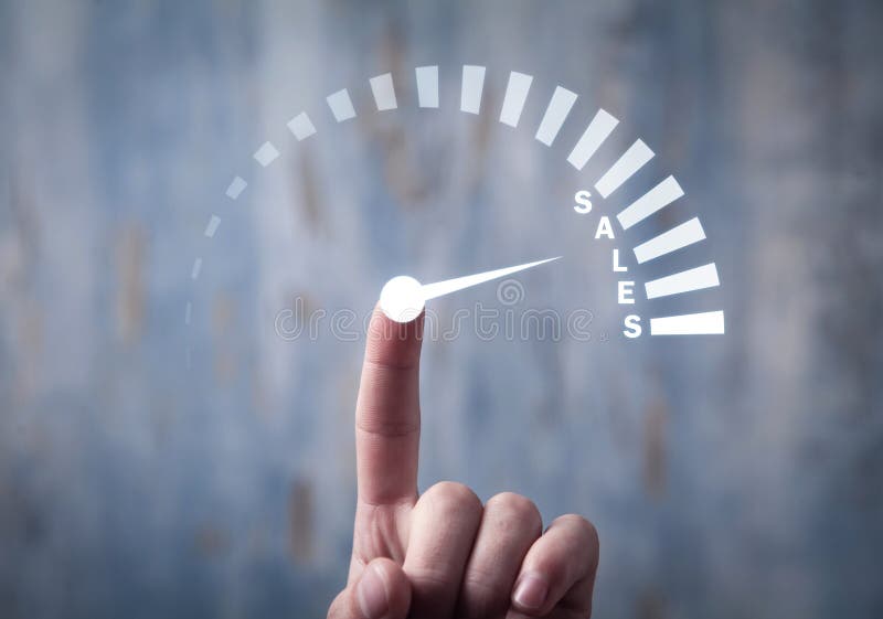 Male Hand Touching in Speedometer. Sales Stock Photo - Image of retail ...