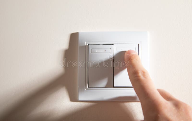 Male Hand Turning Off or on Light Switch Stock Image - Image of ...
