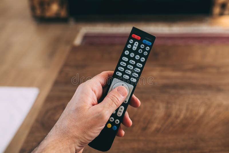 Male Hand with Tv Remote Controller Stock Photo - Image of caucasian ...