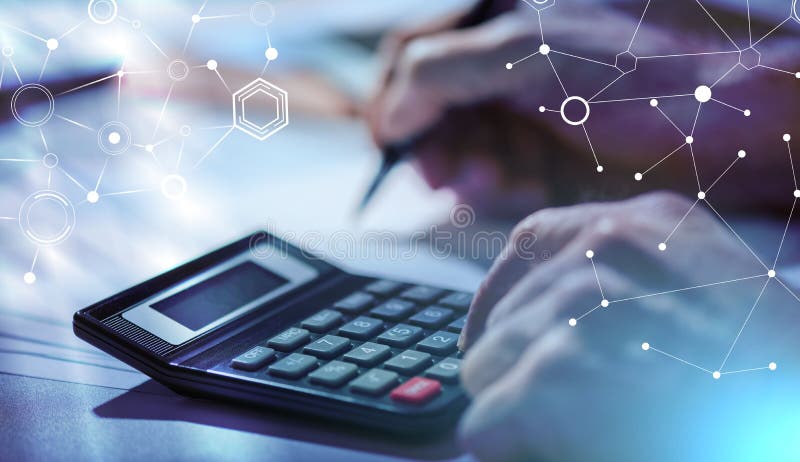 Hand Using Calculator, Accounting Concept; Light Effect Stock Image ...