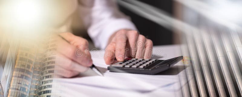 Hand Using Calculator, Accounting Concept; Multiple Exposure Stock ...