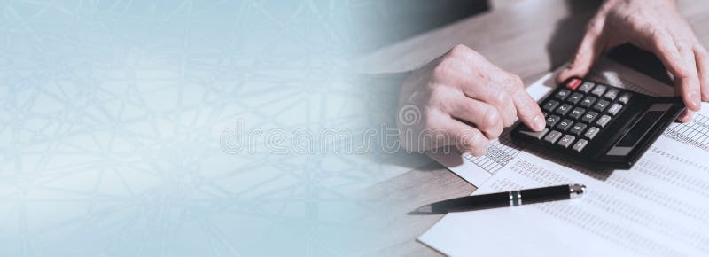 Hand Using Calculator, Accounting Concept; Panoramic Banner Stock Image ...