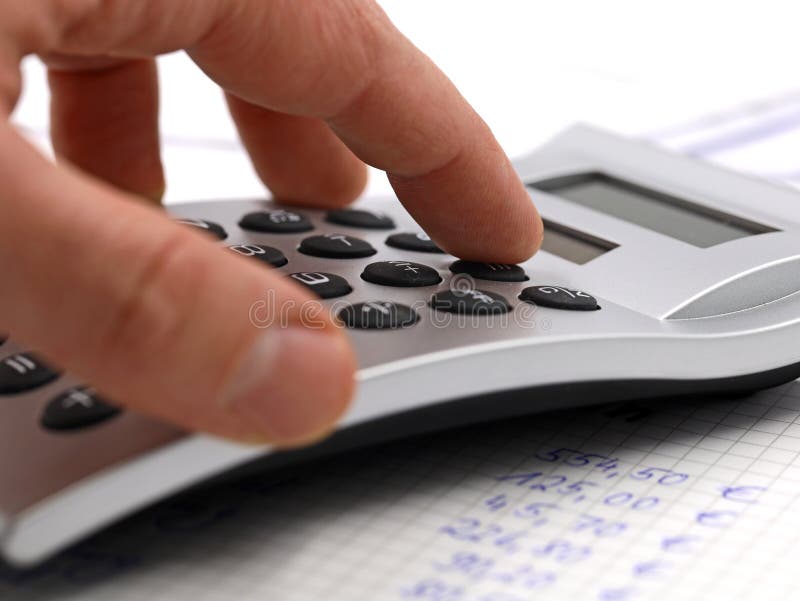 Male Hand Using Silver Calculator, Close Up, Financial Planing Concept ...