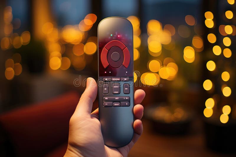 Male Hand Using Tv Remote Control with Sleek Design at Home Stock ...
