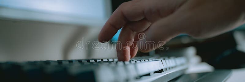 Male Hand Using and Working on Laptop Computer Stock Image - Image of ...