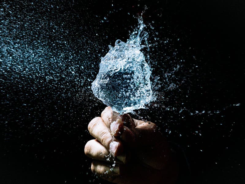 Male Hand with Water Splashes in the Middle Stock Photo - Image of flow ...