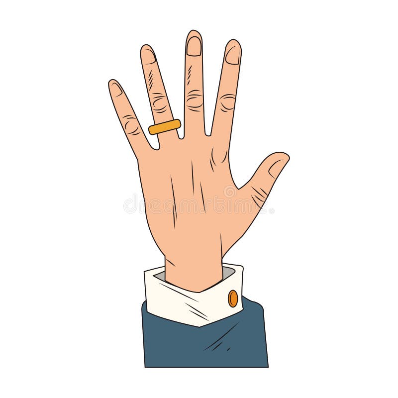 Male Hand with Wedding Ring Pop Art Stock Vector - Illustration of hand ...