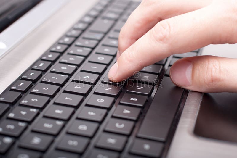 Female Hand Writing on a Laptop Keyboard Stock Photo - Image of ...