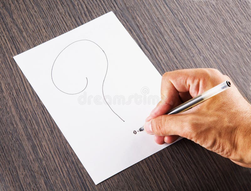 Male Hand Writing a Question Mark Stock Photo - Image of question ...
