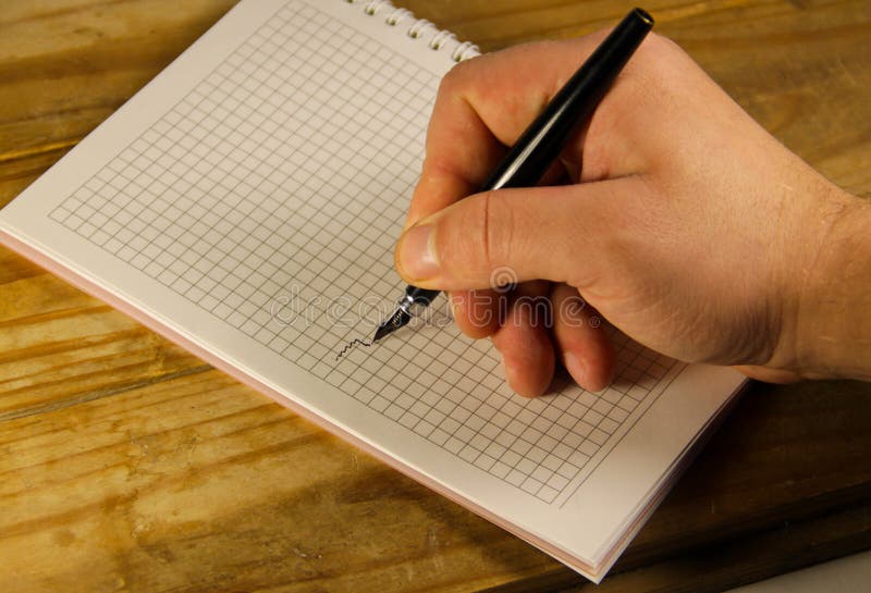 Male Hand Writing Using Fountain Pen Notebook Stock Photos - Free ...