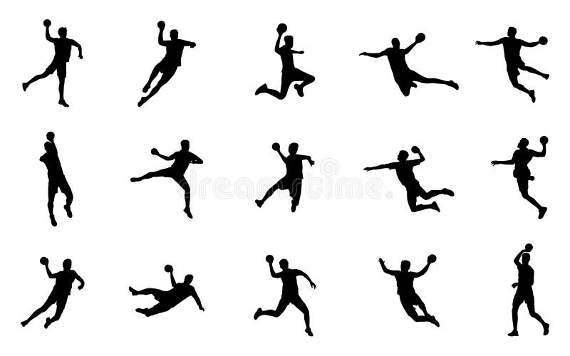 Male Handball Player Silhouette Stock Vector - Illustration of ...
