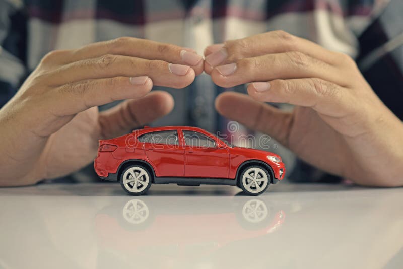 Male Hands and Car As Protection of Car Insurance Concept Stock Photo ...
