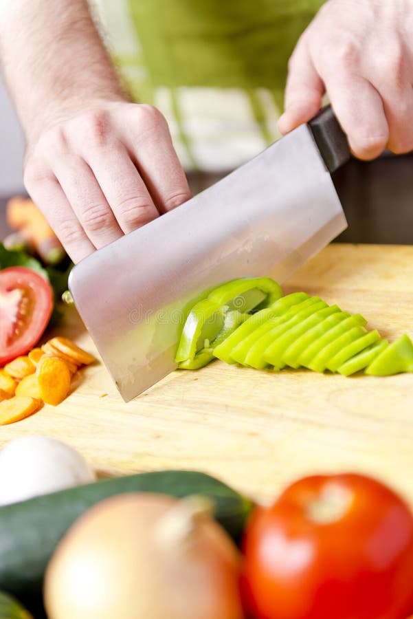 Male Hands Chopping Vegetables Stock Image - Image of vegetables, food ...