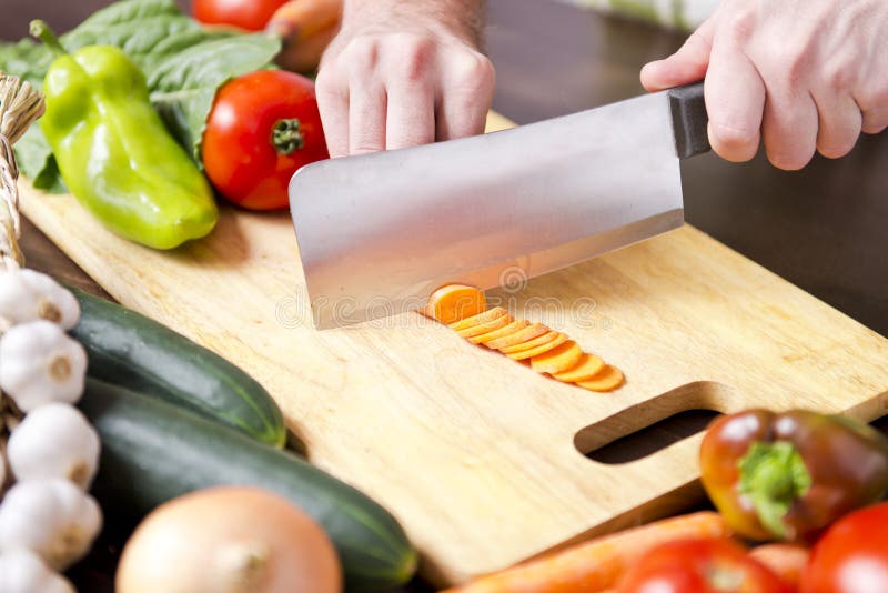 Male Hands Chopping Vegetables Stock Image - Image of vegetables, food ...