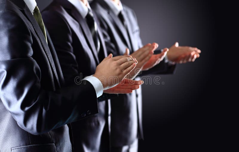 Male Hands Clapping on Black Stock Image - Image of applause, business ...
