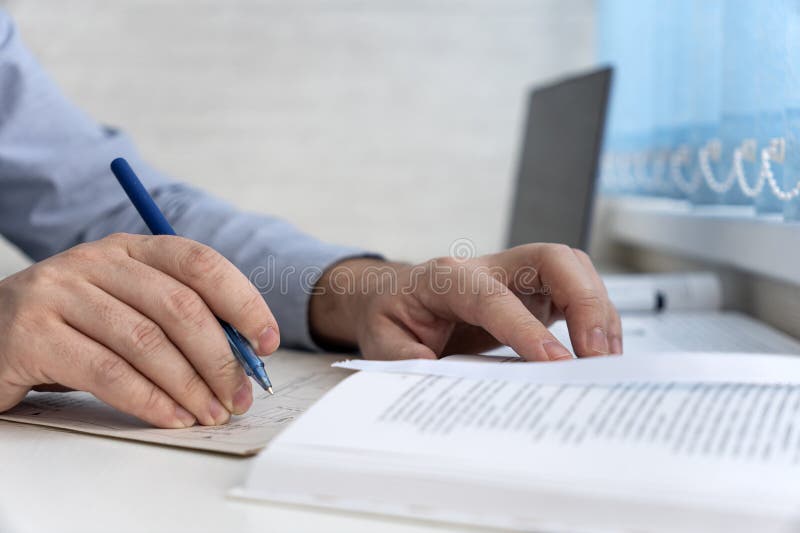 Male Hands Close-up Taking Notes. Concept of Working in an Office or ...