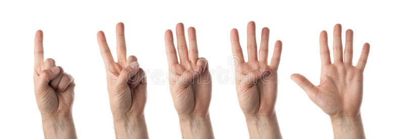 One To Five Fingers Count Hand Gesture Isolated Stock Photo - Image of ...