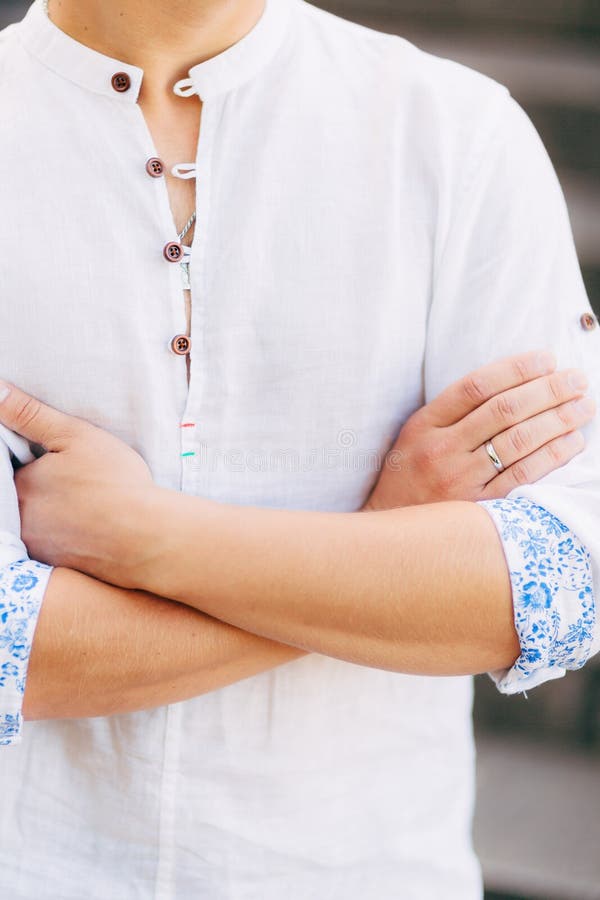 Male Hands Crossed On Chest Hands Of The Groom Stock Image Image Of Handsome Confident 90300095