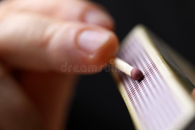 Male Hands Going To Strat Fire Striking Match Stock Photo - Image of ...