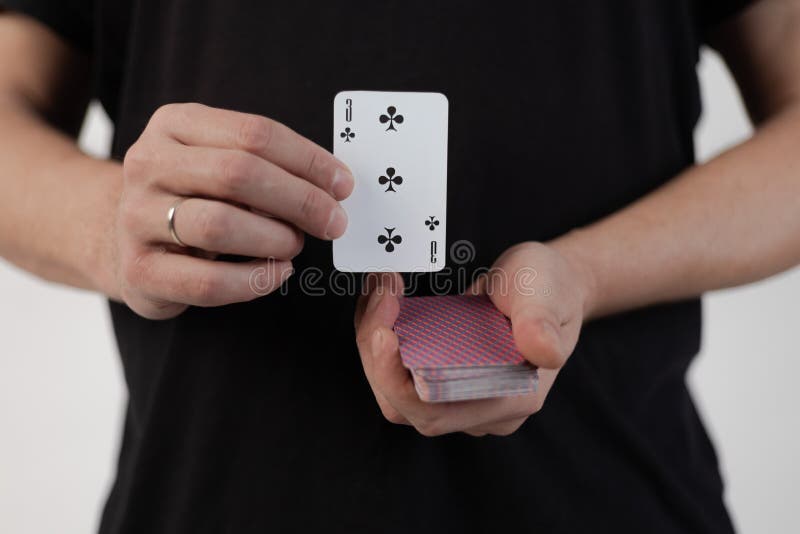 Male Hands Hold a Deck of Cards and Show Tricks. Stock Photo - Image of ...