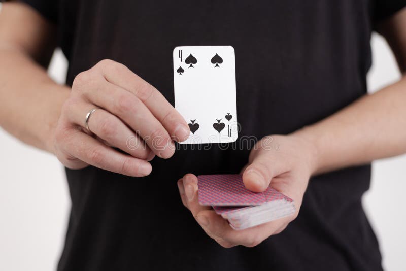 Male Hands Hold a Deck of Cards and Show Tricks. Stock Image - Image of ...