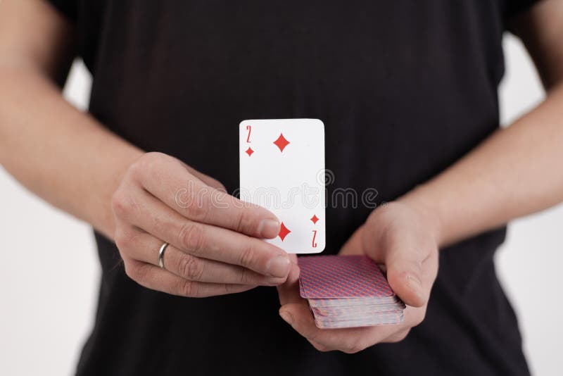 Male Hands Hold a Deck of Cards and Show Tricks. Stock Photo - Image of ...