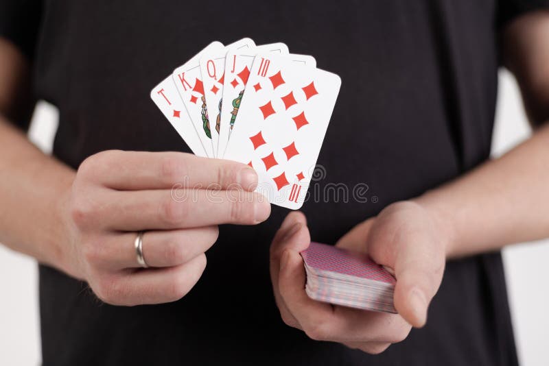 Male Hands Hold a Deck of Cards and Show Tricks. Stock Photo - Image of ...