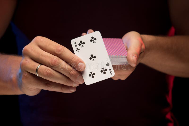 Male Hands Hold a Deck of Play Cards Stock Image - Image of dark ...