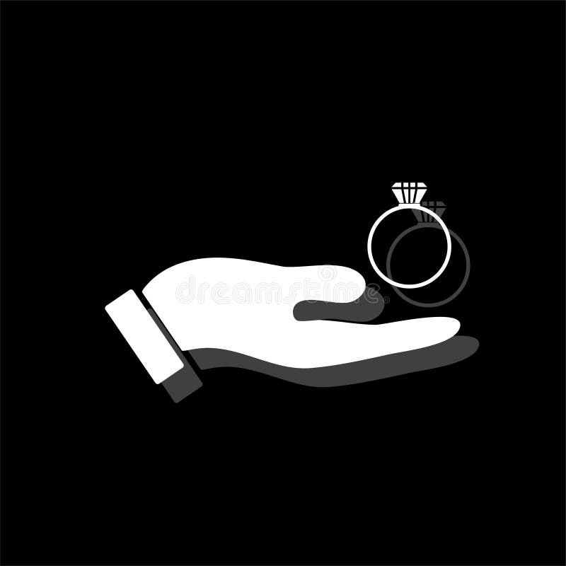 Male Hands Holding Engagement Ring Icon Flat Stock Illustration ...