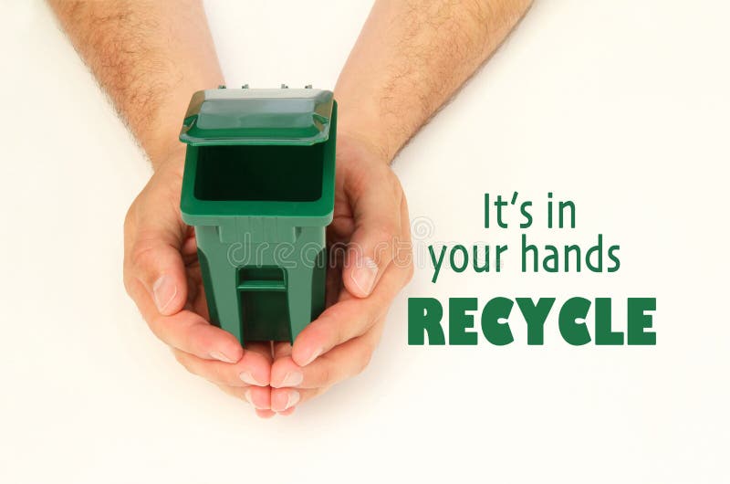 Male Hands Holding a Garbage Container Stock Photo - Image of container ...