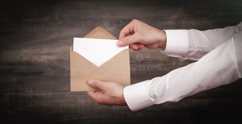 Male Hands Holding Mail Envelope Stock Image - Image of send ...