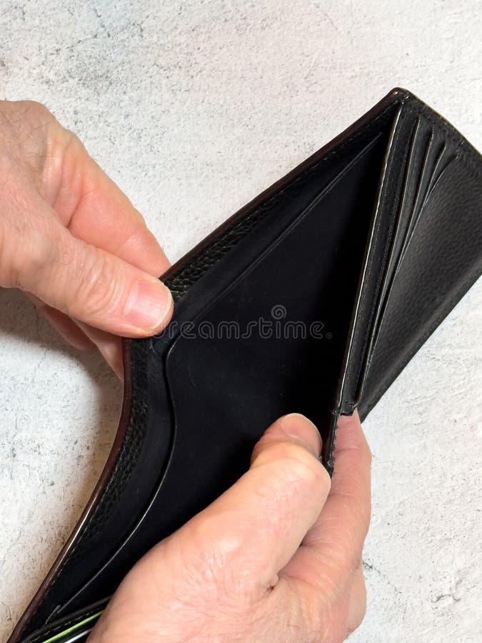 Hands Holding Open a Empty Wallet Stock Image - Image of hand, banking ...