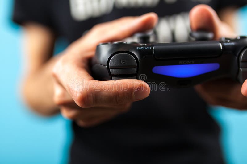 Male Hands Holding a PS4 Controller Editorial Image - Image of gaming ...