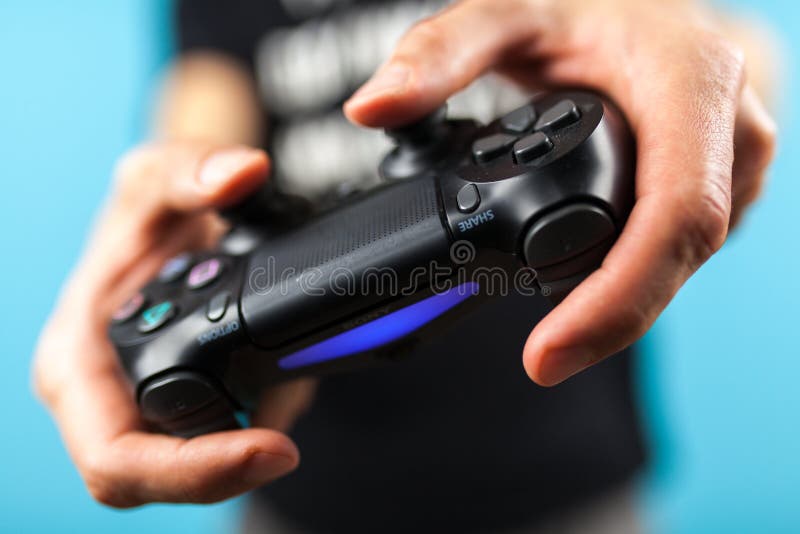 Male Hands Holding a PS4 Controller Editorial Stock Photo - Image of ...