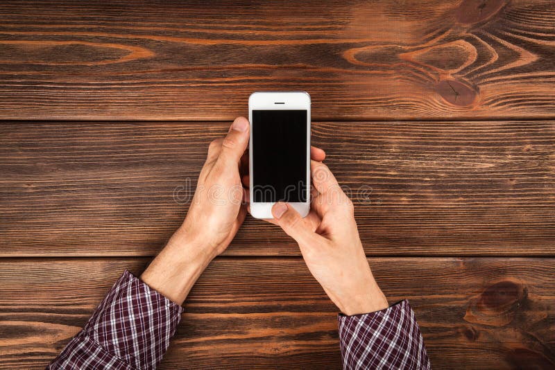 Male Hands Holding a Smartphone Stock Photo - Image of finger, view ...