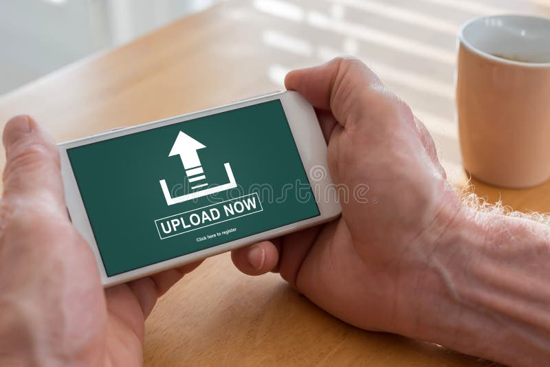 Upload Concept on a Smartphone Stock Image - Image of network ...