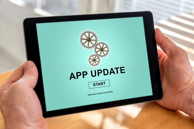 Application Update Concept on a Tablet Stock Photo - Image of updating ...