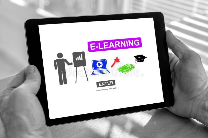 E-learning Concept on a Tablet Stock Photo - Image of communication ...