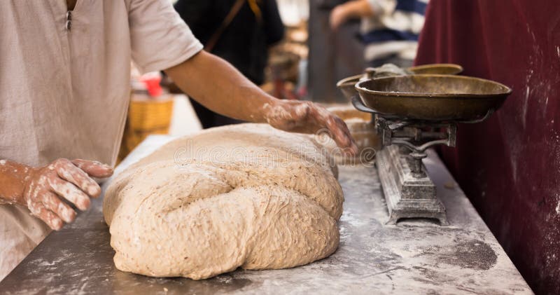 Male Hands Knead Yeast Dough for Baking Bread Stock Image - Image of ...