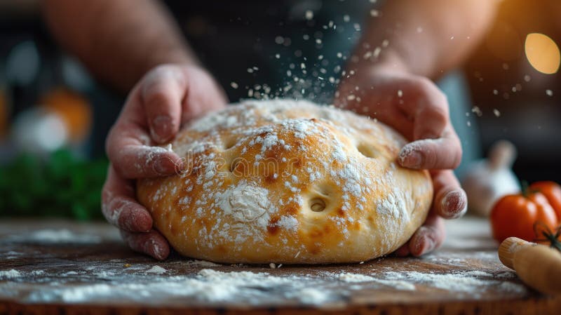 Male Hands Kneading Dough Close-up Stock Illustration - Illustration of ...