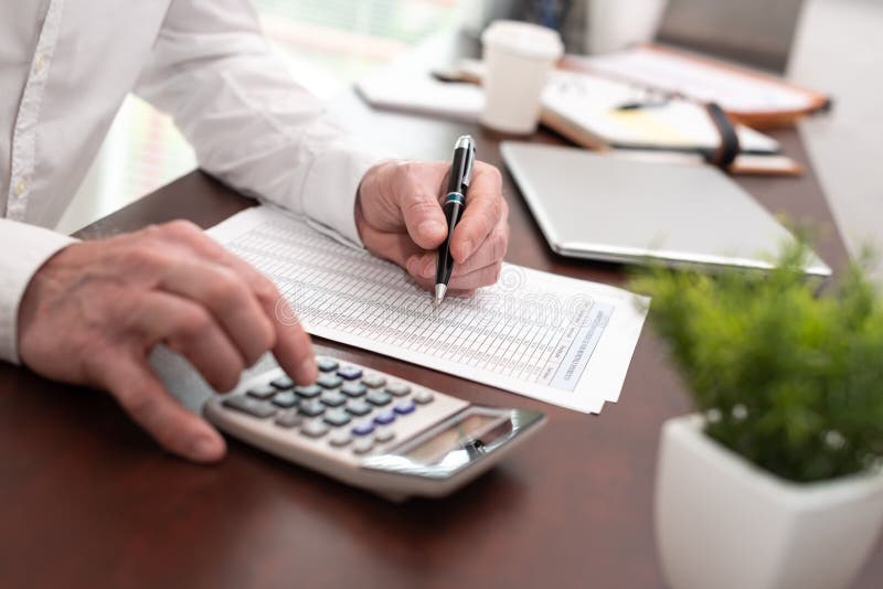 Male Hands Making Calculation Stock Photo - Image of economy, finance ...
