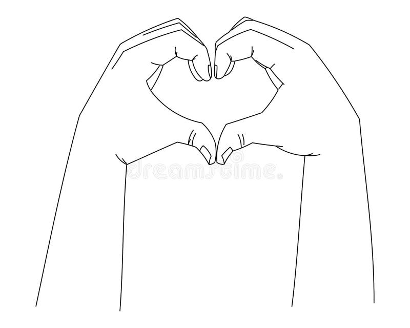 Male Hands Making a Heart with Fingers. Vector Isolated Line ...