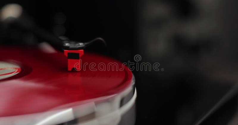 Male Hands Operating Vinyl Record Player with a Vinyl Disc. the Needle ...