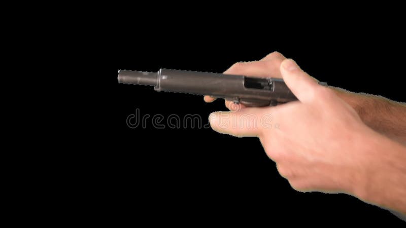 Male Hands Presenting Weapons a Gun. Alpha Channel Stock Video - Video ...