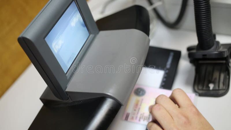 Male Hands and Scanner for Verification of Stock Footage - Video of ...