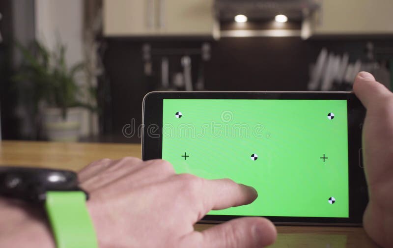 Male Hands Scrolling a Tablet Stock Image - Image of keying, internet ...