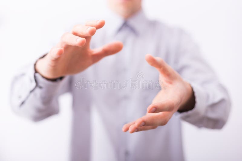 Male Hands are Showing Gesture Take Care of Something Stock Photo ...