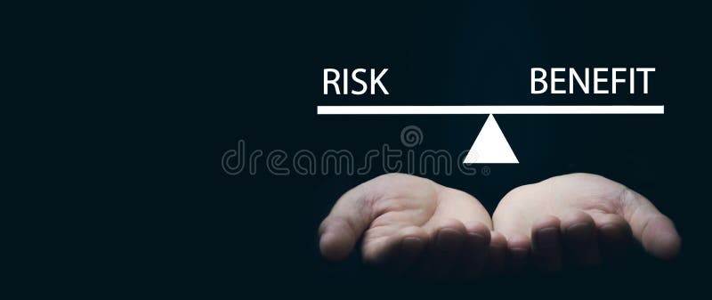 Male Hands Showing Words Risk and Benefit in Balance Stock Image ...