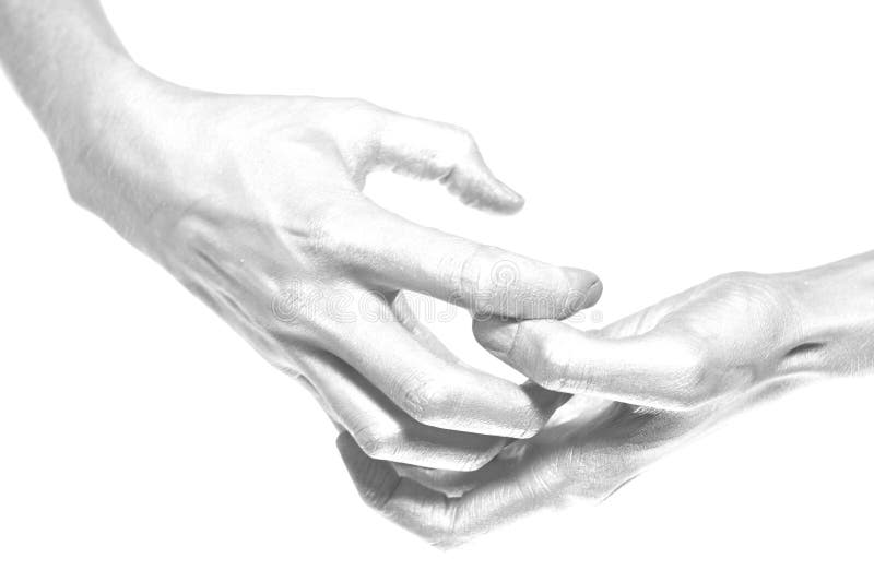 Silver Men S Hands Holding Red Magic Glow Stock Image - Image of light ...